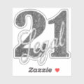 21 and Legal | Silver Faux Glitter 21st Birthday Sticker | Zazzle