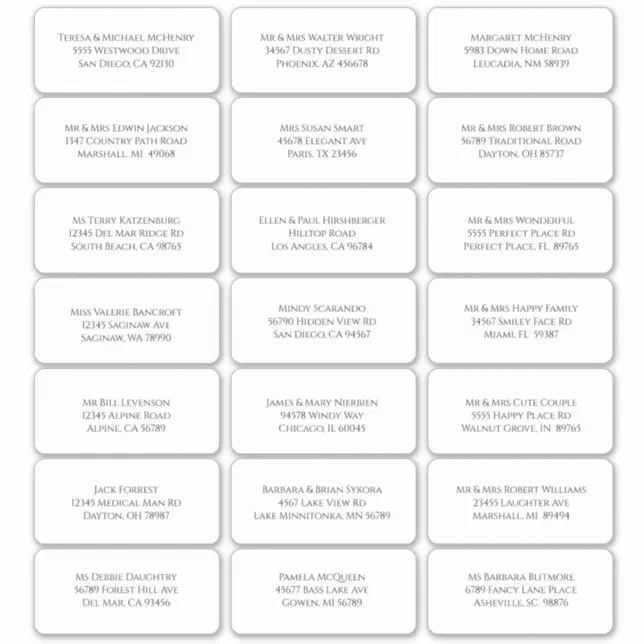 21 Modern Minimalist Individual Guest Names Sticker | Zazzle