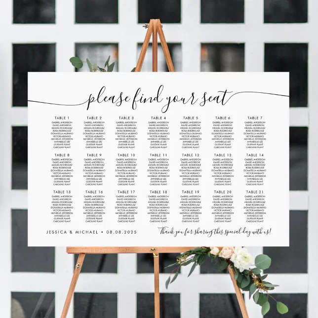 21 Tables Modern Find Your Seat Seating Chart | Zazzle