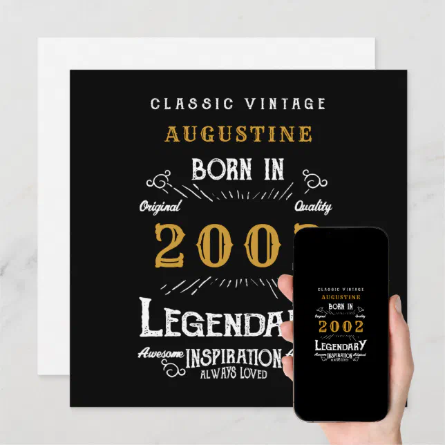 21st Birthday 2002 Retro Black Gold Greeting Card | Zazzle