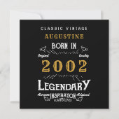 21st Birthday 2002 Retro Black Gold Greeting Card | Zazzle