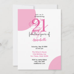 21st Birthday 21 fabulous years PINK typography Invitation | Zazzle