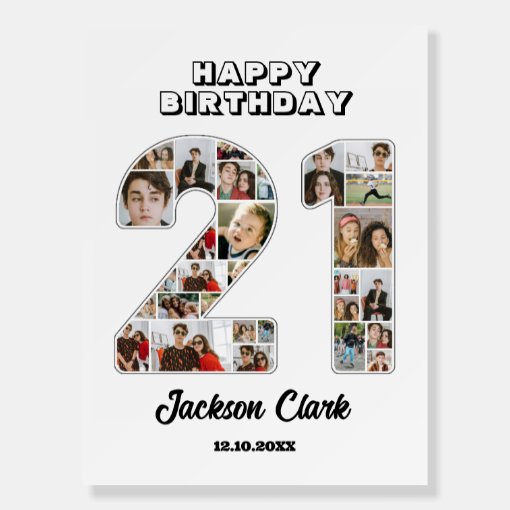 21st Birthday Anniversary Number 21 Photo Collage Foam Board | Zazzle
