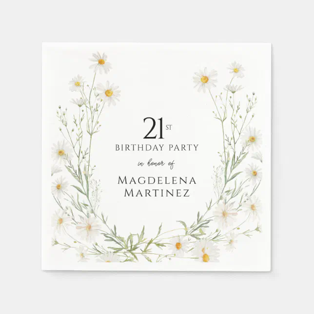 21st Birthday April Birth Month Flower Napkins | Zazzle