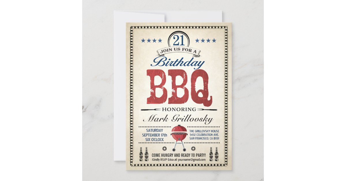 21st Birthday BBQ Invitations | Zazzle