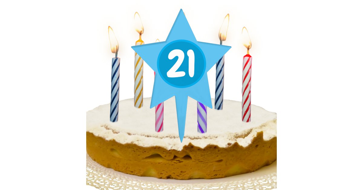 21st Birthday Blue Star Cake Topper | Zazzle