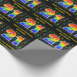 21st Birthday: Colorful Music Symbols, Rainbow 21 Wrapping Paper | Zazzle