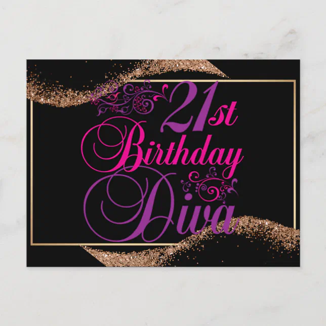 21st Birthday Diva Holiday Postcard | Zazzle