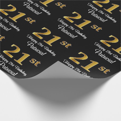 21st Birthday: Elegant Luxurious Faux Gold Look # Wrapping Paper | Zazzle