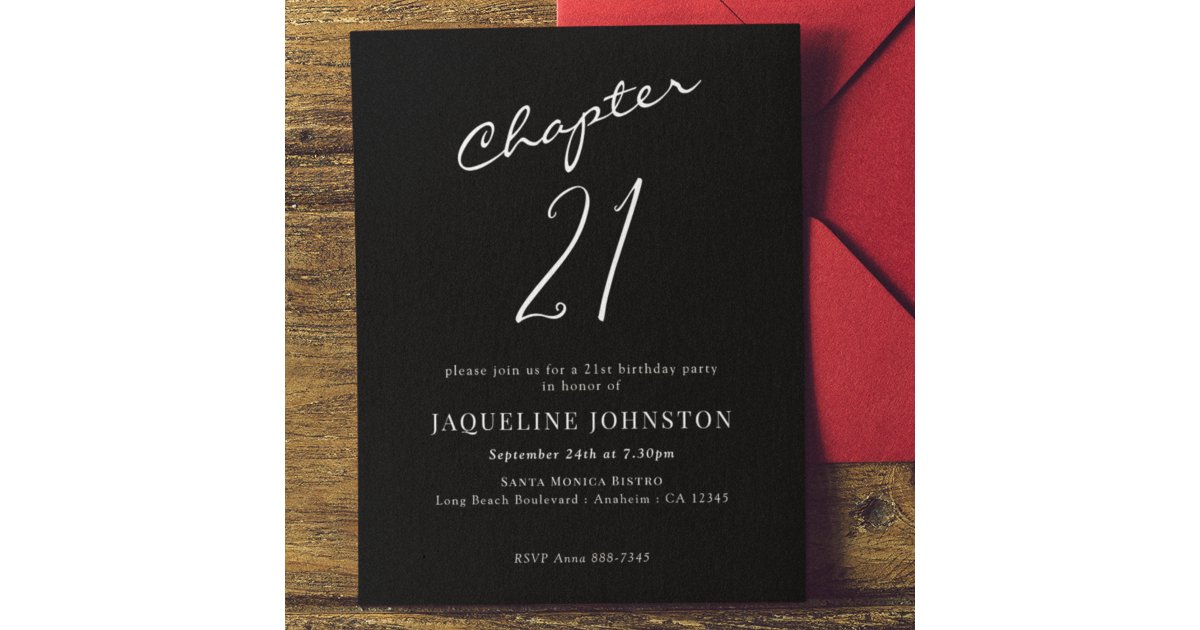 21st Birthday Modern Elegant Calligraphy Script Invitation | Zazzle