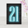 21st Birthday Neon Sign on Brick Card | Zazzle