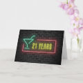 21st Birthday Neon Sign on Brick Card | Zazzle
