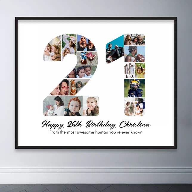 21st Birthday Number 21 Photo Collage Anniversary Poster | Zazzle