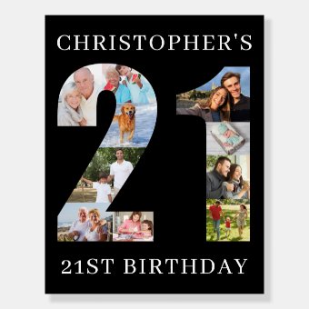 21st Birthday Number 21 Photo Collage Personalized Foam Board | Zazzle