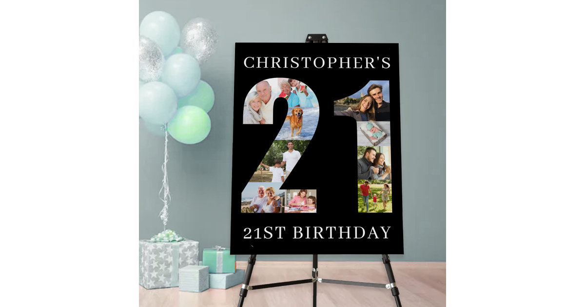 21st Birthday Number 21 Photo Collage Personalized Foam Board | Zazzle