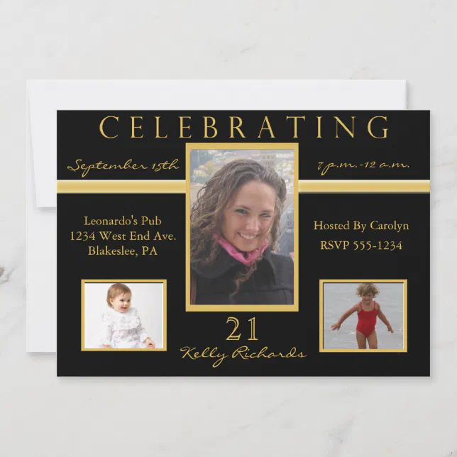21st Birthday Party Tri Photo Invitations | Zazzle