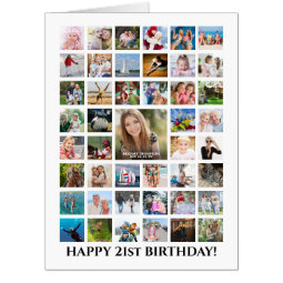 21st Birthday Photo Collage 45 Photos Custom Card | Zazzle