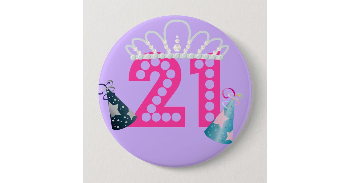 21st Birthday Purple Princess Buttons | Zazzle