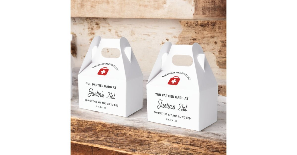 21st Birthday Recovery Kit Hangover Kit Favor Boxes | Zazzle