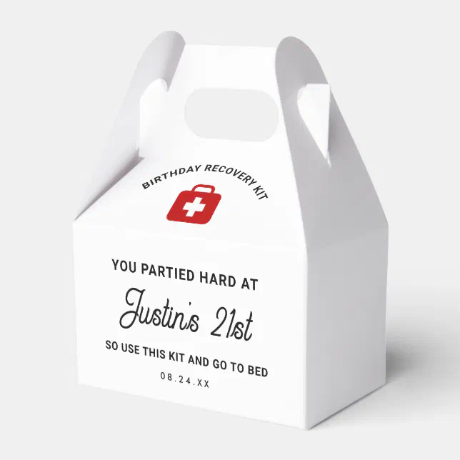 21st Birthday Recovery Kit Hangover Kit Favor Boxes | Zazzle