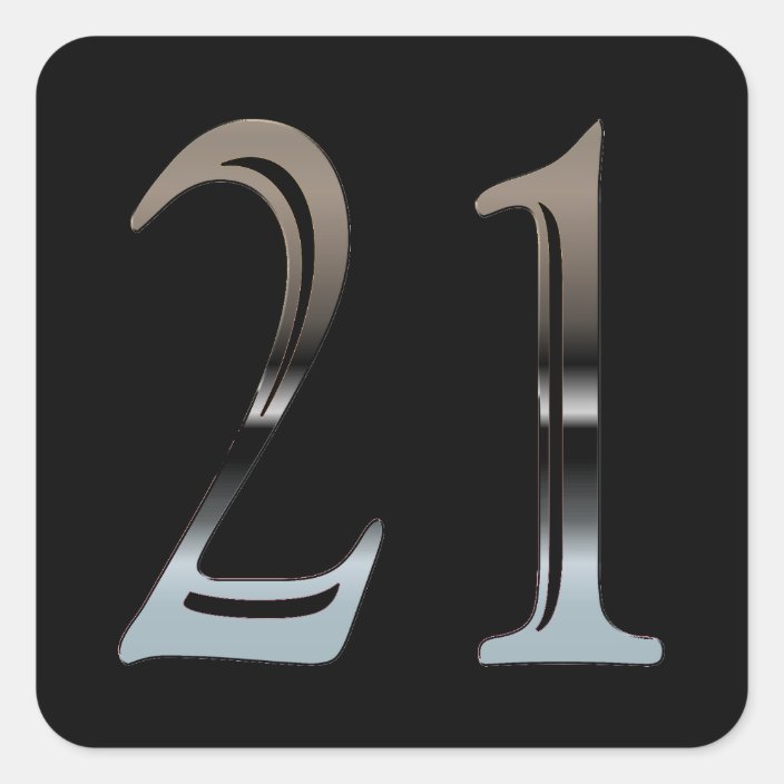 21st Birthday Silver | Number 21 Square Sticker | Zazzle.com