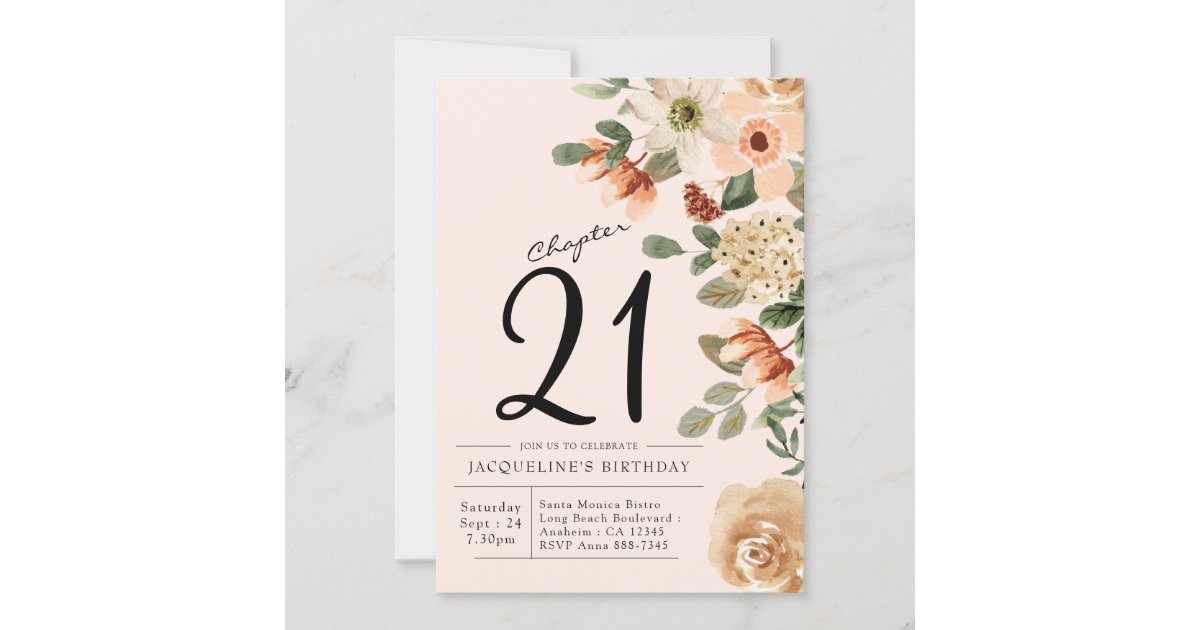 21st Birthday Vintage Floral Invitation | Zazzle