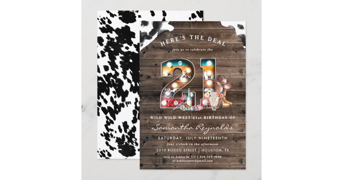 21st Birthday | Wild West Cowboy Invitation | Zazzle