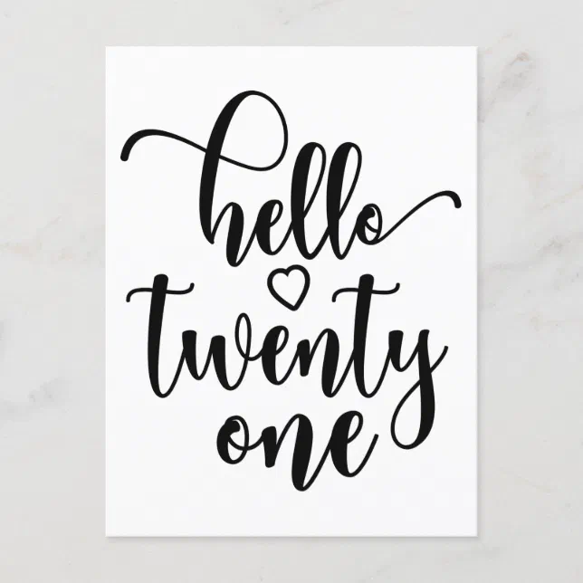 21st Birthday Women Hello 21 Cute 21 Years Old Postcard | Zazzle