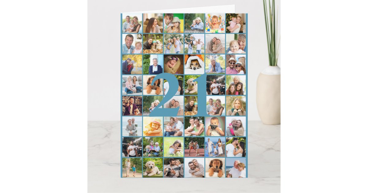 21st or Any Age Photo Collage Big Birthday Card | Zazzle