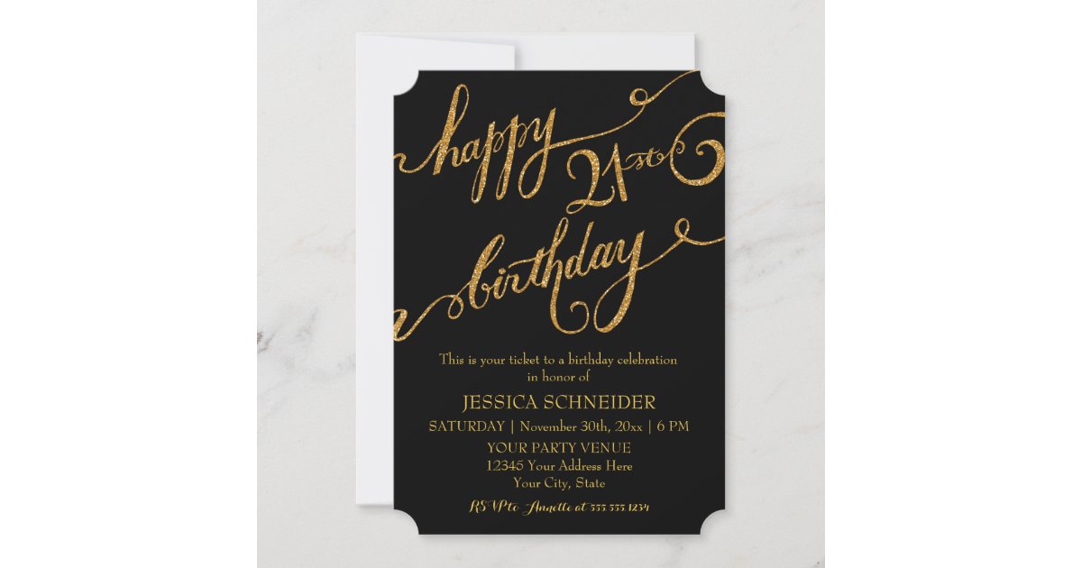 21st, Twenty First Birthday Party Celebration Invitation | Zazzle