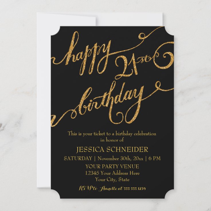 21st, Twenty First Birthday Party Celebration Invitation | Zazzle
