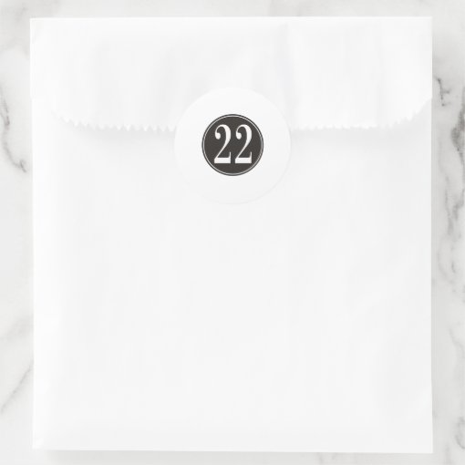 #22 Black Circle (front) Classic Round Sticker | Zazzle