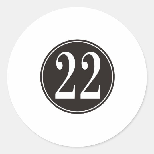 #22 Black Circle (front) Classic Round Sticker | Zazzle.com