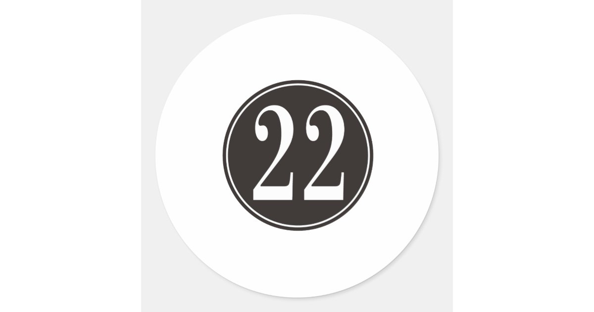 #22 Black Circle (front) Classic Round Sticker | Zazzle