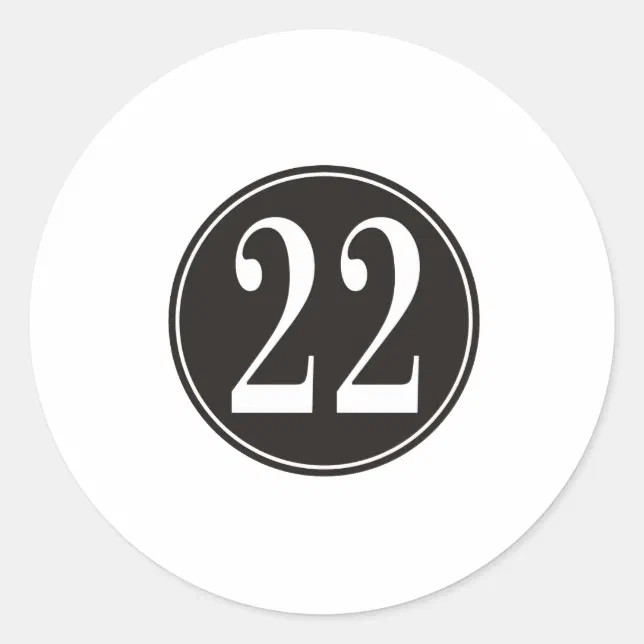 #22 Black Circle (front) Classic Round Sticker | Zazzle