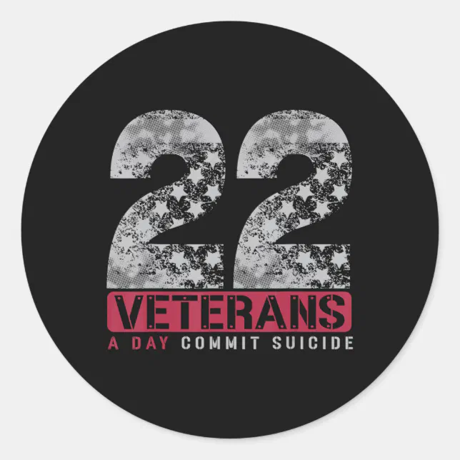 22 Stars Veteran Suicide Awareness Classic Round Sticker | Zazzle