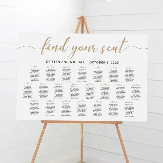 22 Tables Find Your Seat Seating Chart Plan | Zazzle