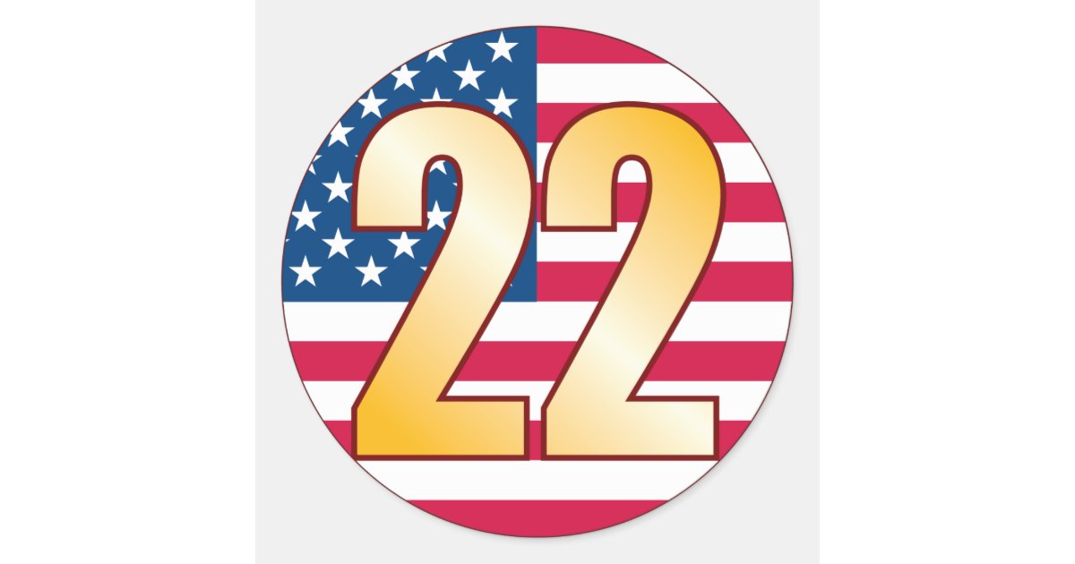 22 USA Gold Classic Round Sticker | Zazzle