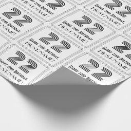 22nd Birthday: Art Deco Inspired Style "22" + Name Wrapping Paper | Zazzle