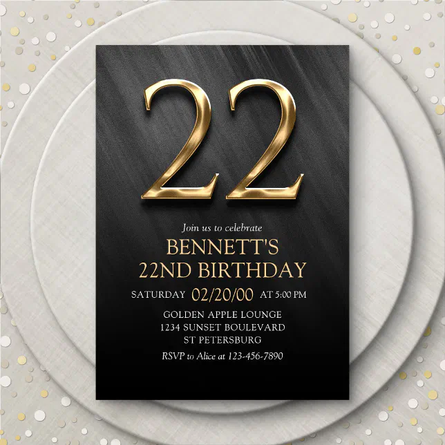 22nd Birthday Invitation | Zazzle