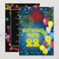 22nd Birthday party Invitation with balloons | Zazzle