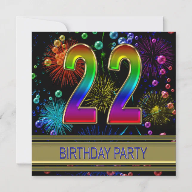 22nd Birthday party Invitation with bubbles | Zazzle