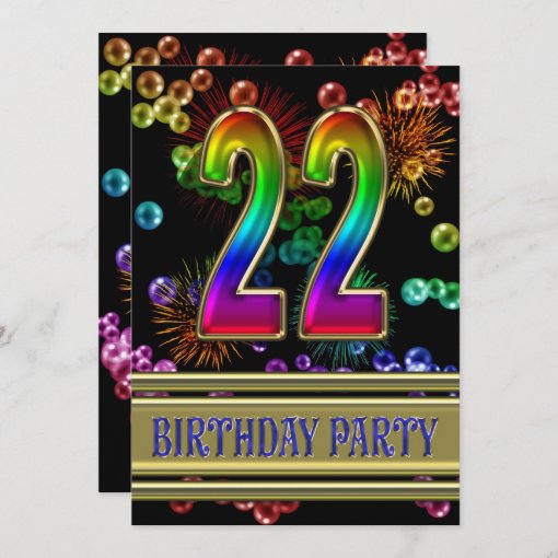 22nd Birthday party Invitation with bubbles | Zazzle