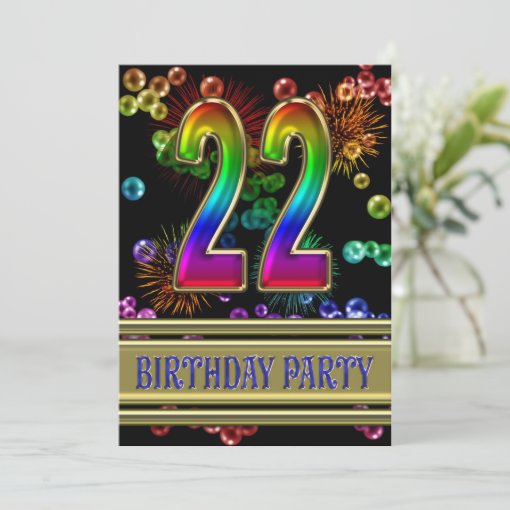 22nd Birthday party Invitation with bubbles | Zazzle