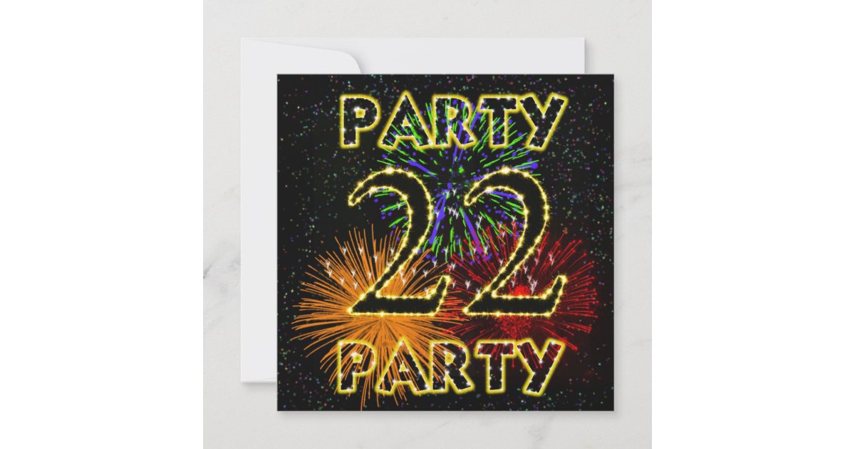 22nd birthday party invitation with fireworks | Zazzle