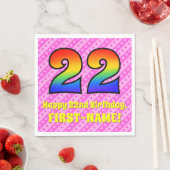 22nd Birthday: Pink Stripes & Hearts, Rainbow # 22 Napkins | Zazzle