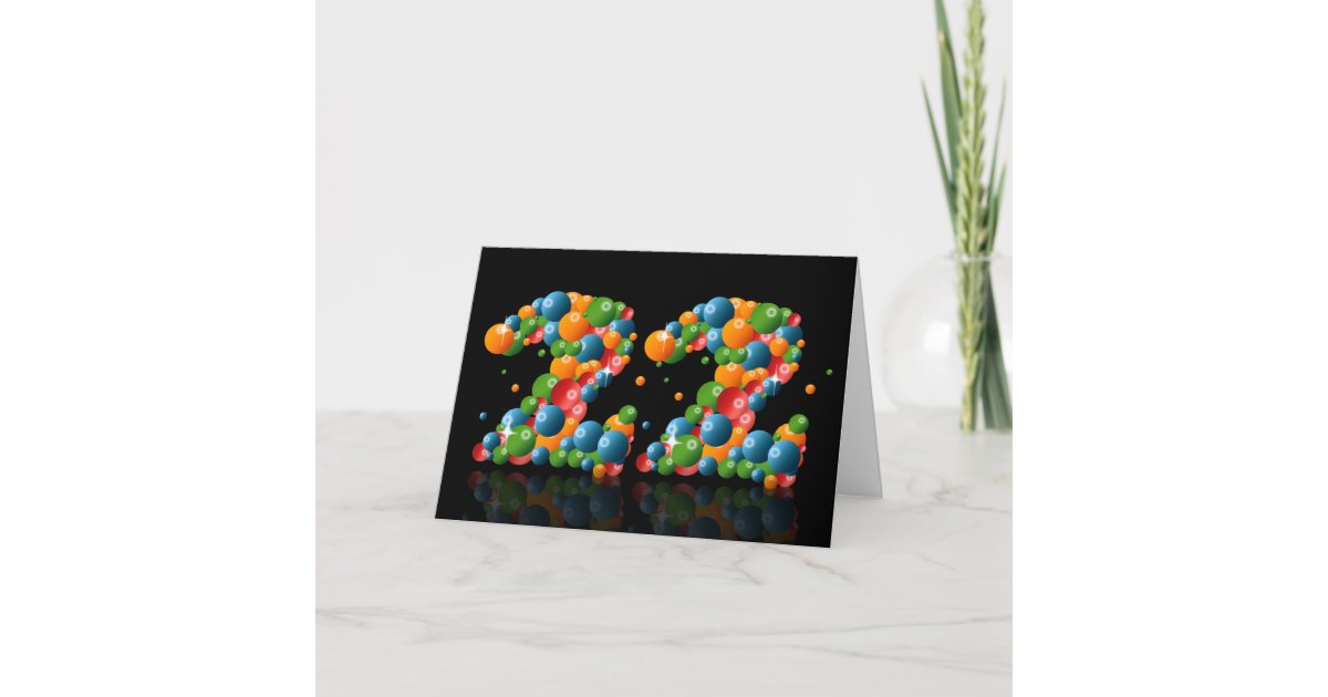 22nd birthday with numbers formed from balls card | Zazzle