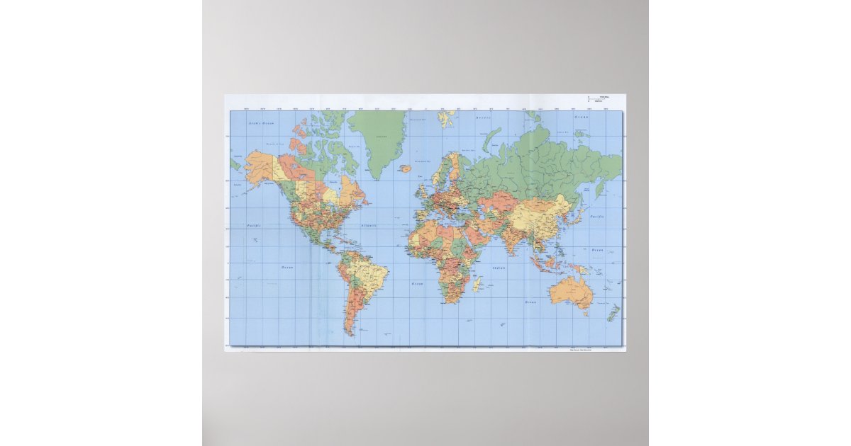 22x34 World Maps, Printed Map Poster | Zazzle