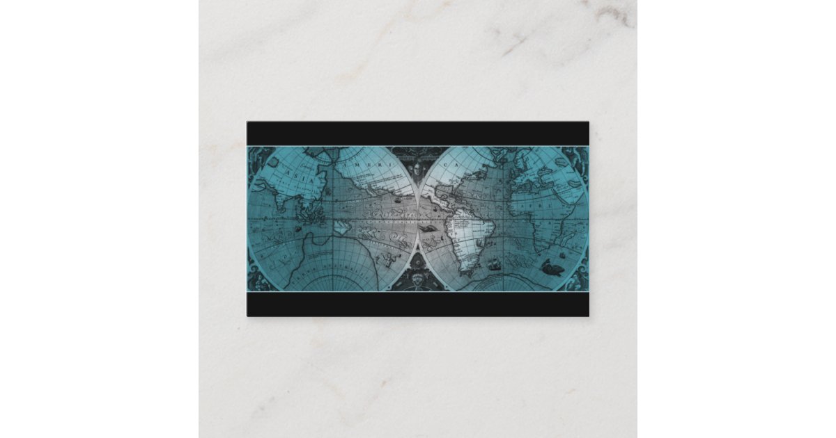 232 Travel Business Card World Map Globe blue | Zazzle
