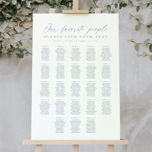 23 Tables Our Favorite People Seating Chart Foam Board | Zazzle